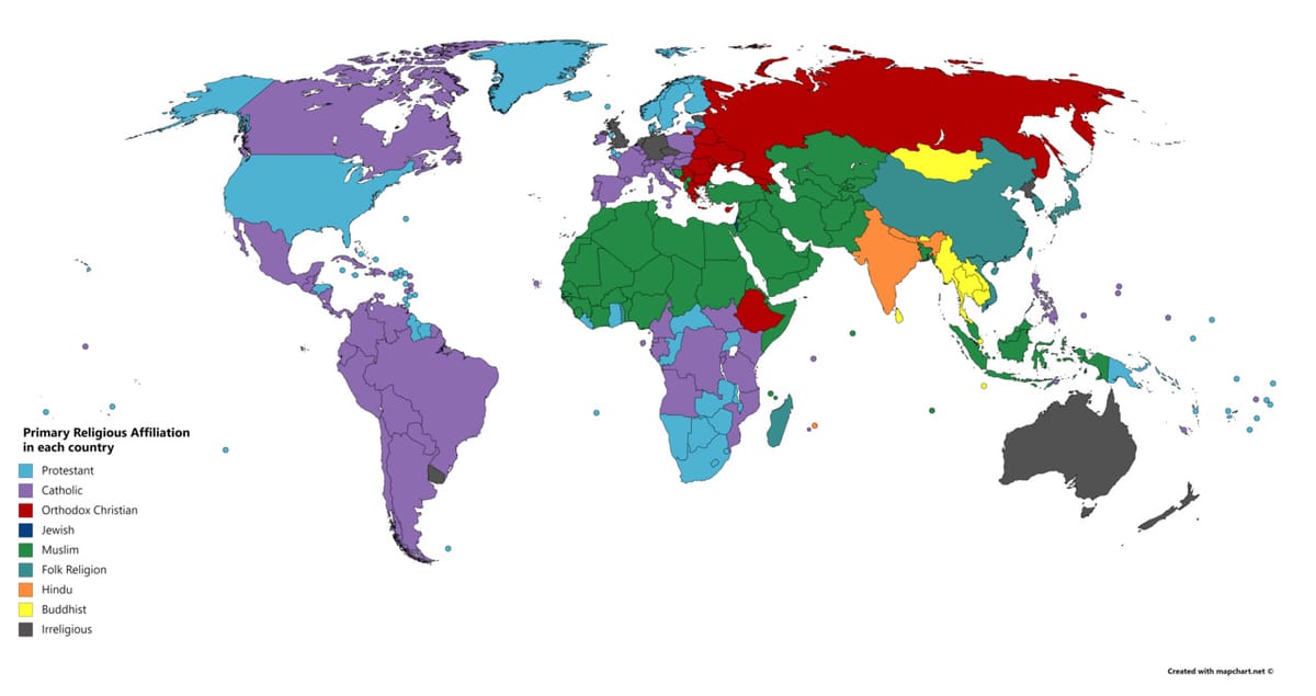 The BFD | Map of the Day: Primary Religious Affiliation