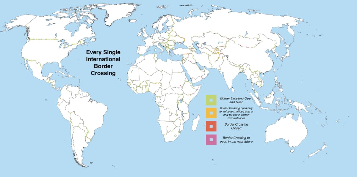 The BFD | Map of the Day: Every single International Land Border Crossing