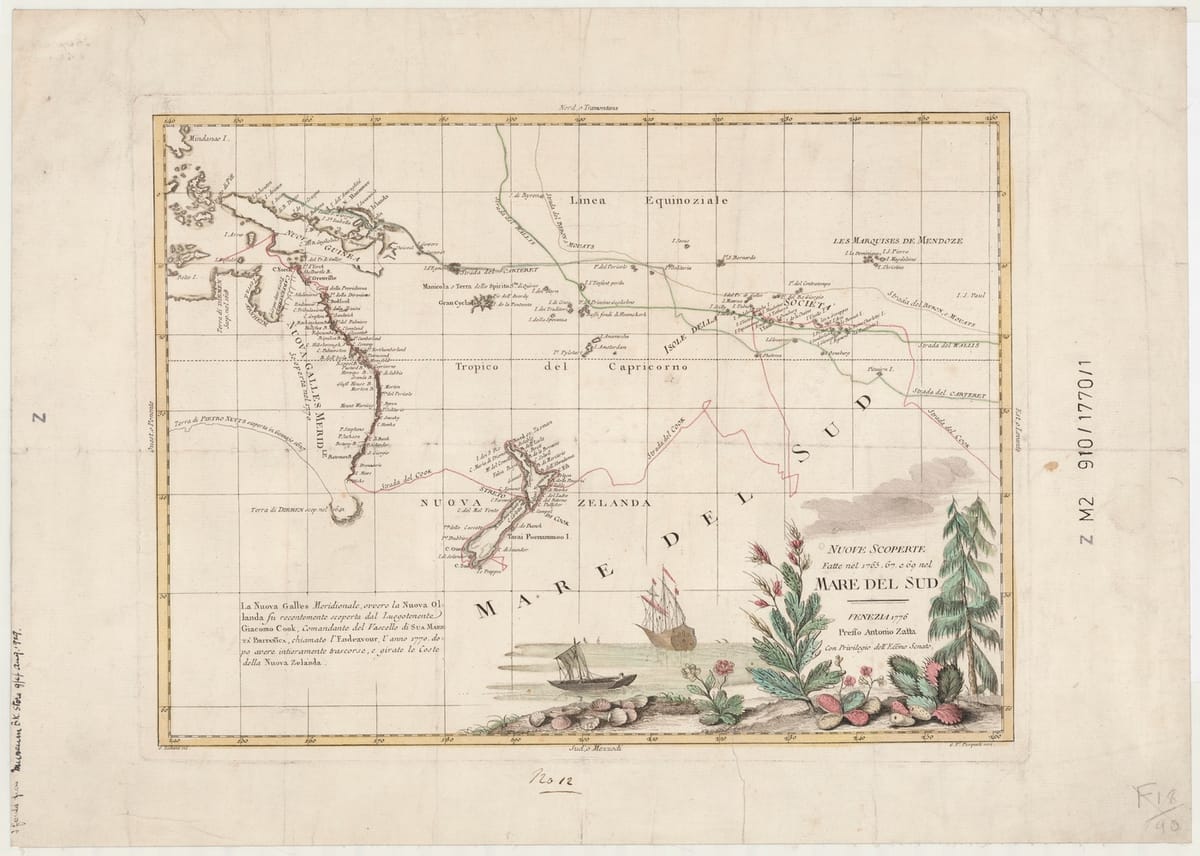The BFD | Map of the Day: Cook’s Sea Tracks in the Pacific.