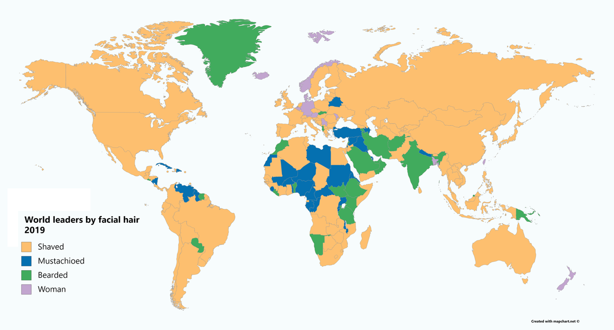 The BFD | Map of the Day: World Leaders by Facial Hair 2019