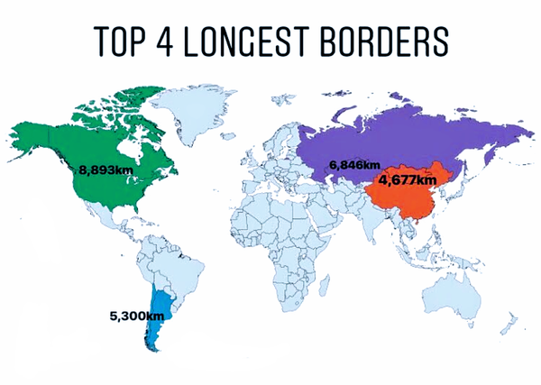 The BFD | The BFD Map of the Day: Top 4 Longest Borders