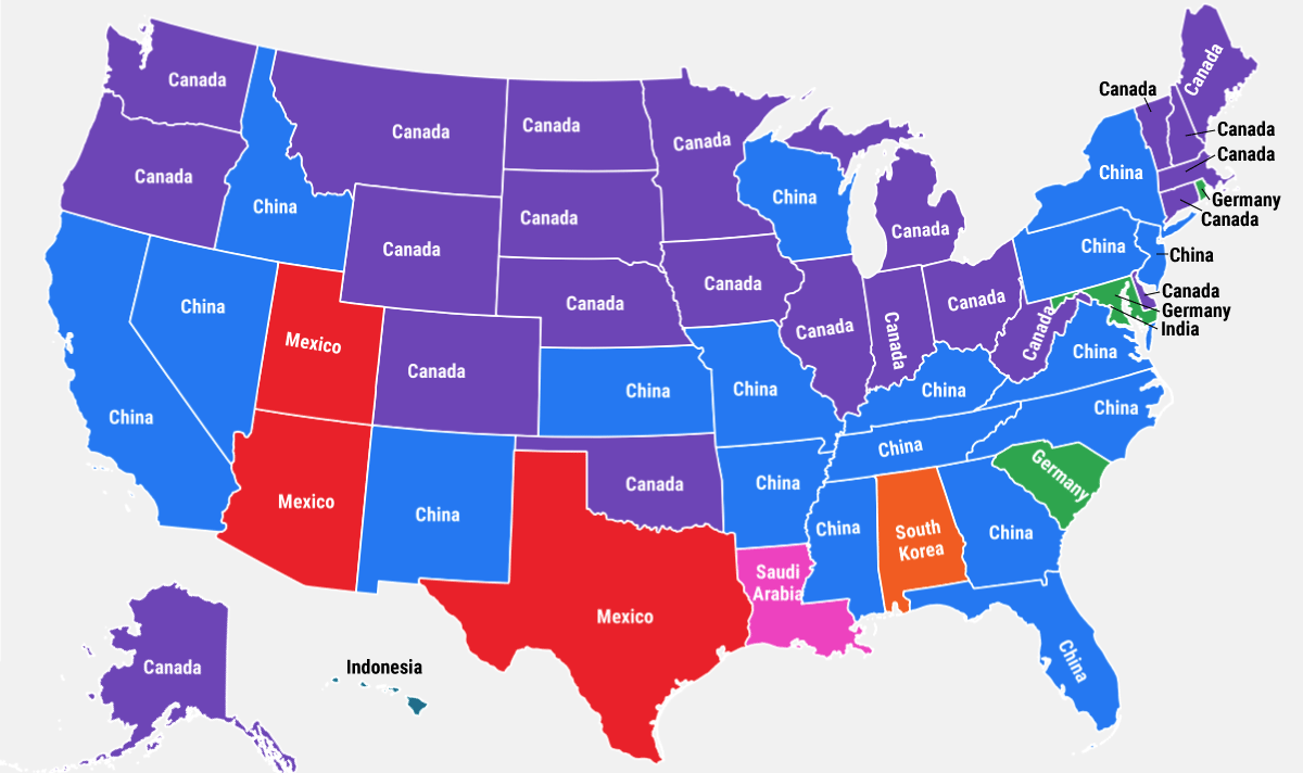 The BFD | Map of the Day: Each State’s Biggest Import Trading Partner