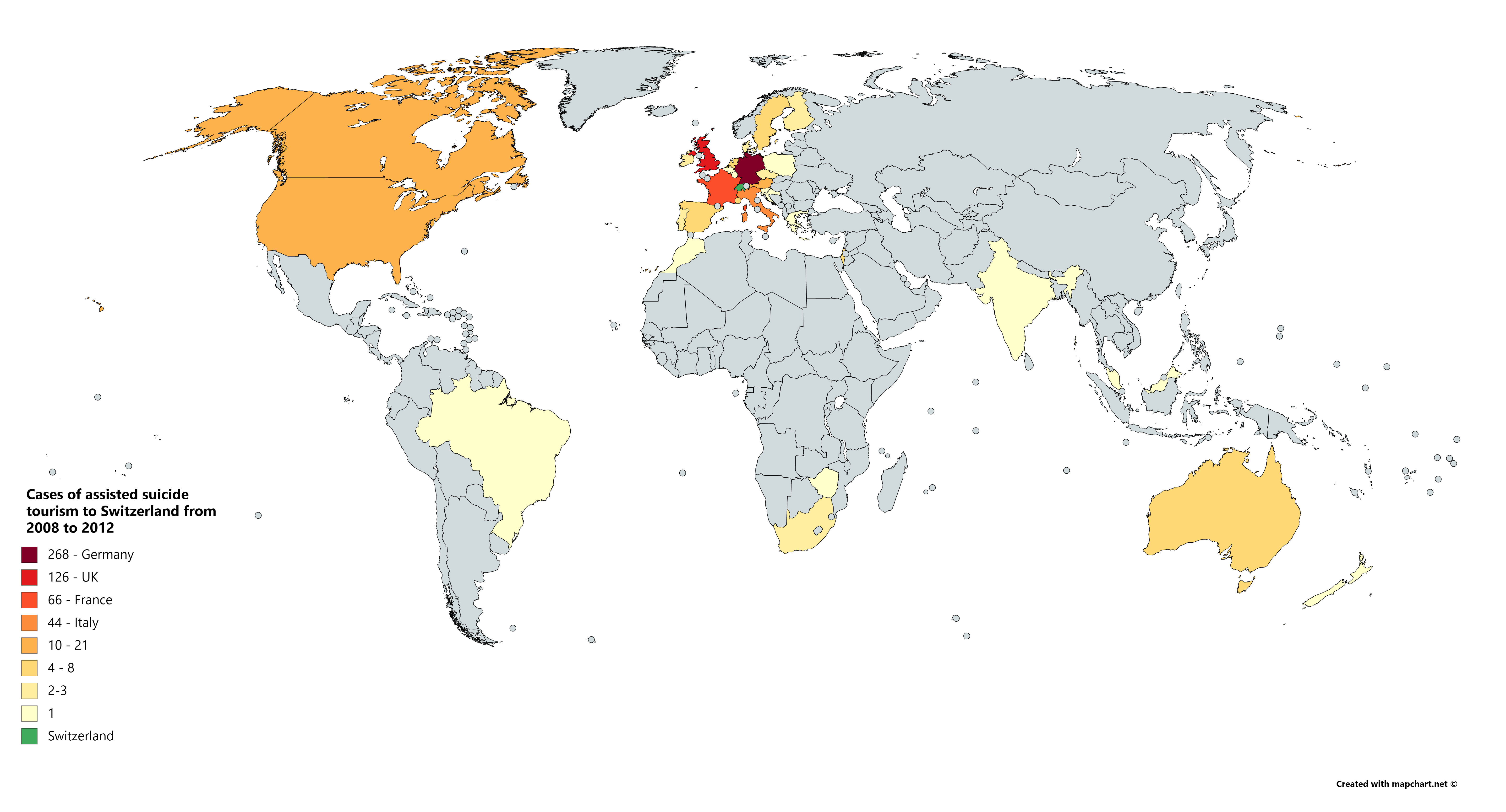The BFD | Map of the Day: Cases of SUICIDE Tourism to Switzerland