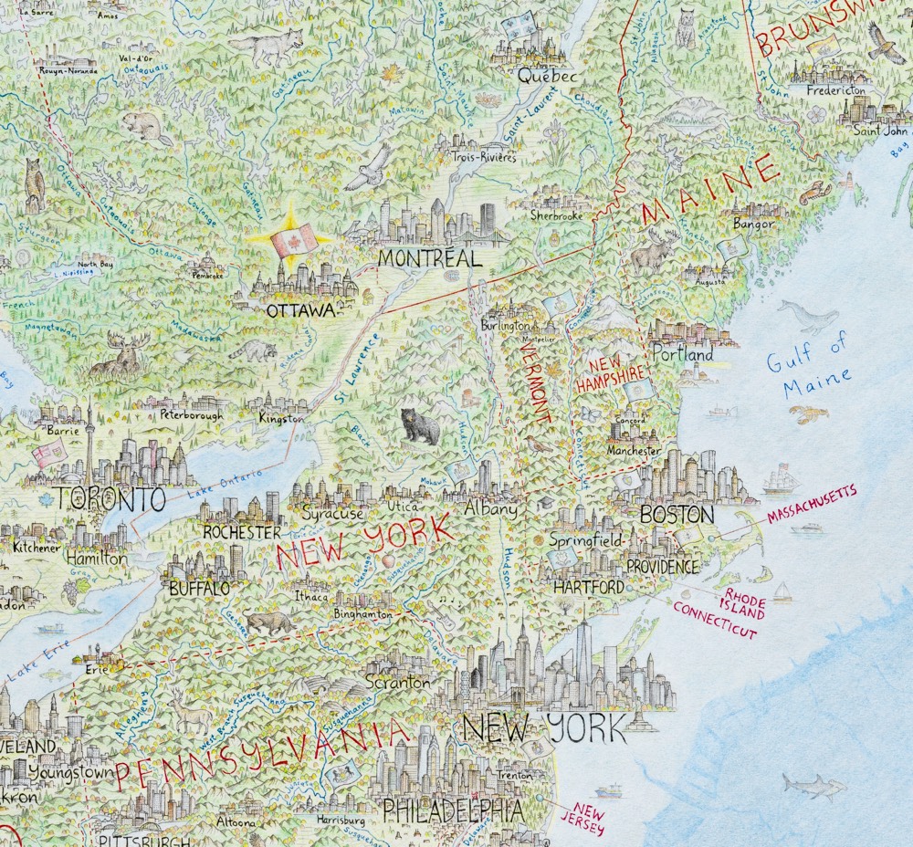 The BFD | Map of the Day: HUGE Hand-Drawn Map of North America 5 Years ...