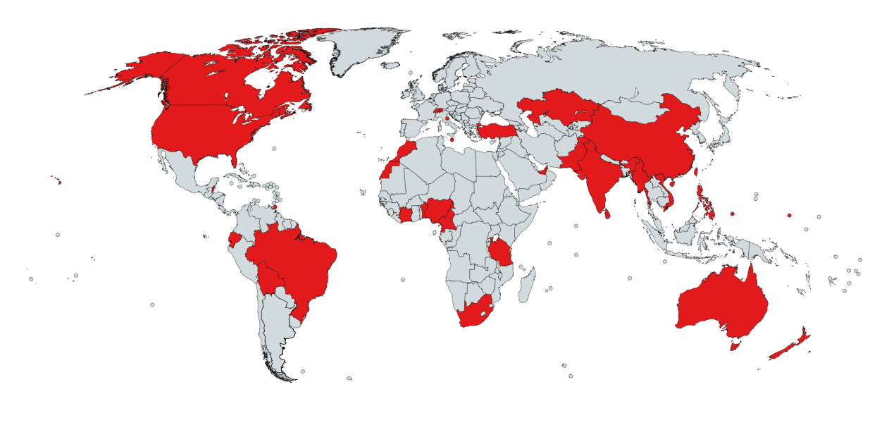 The BFD | The BFD Map of the Day: Countries where the Largest City is ...