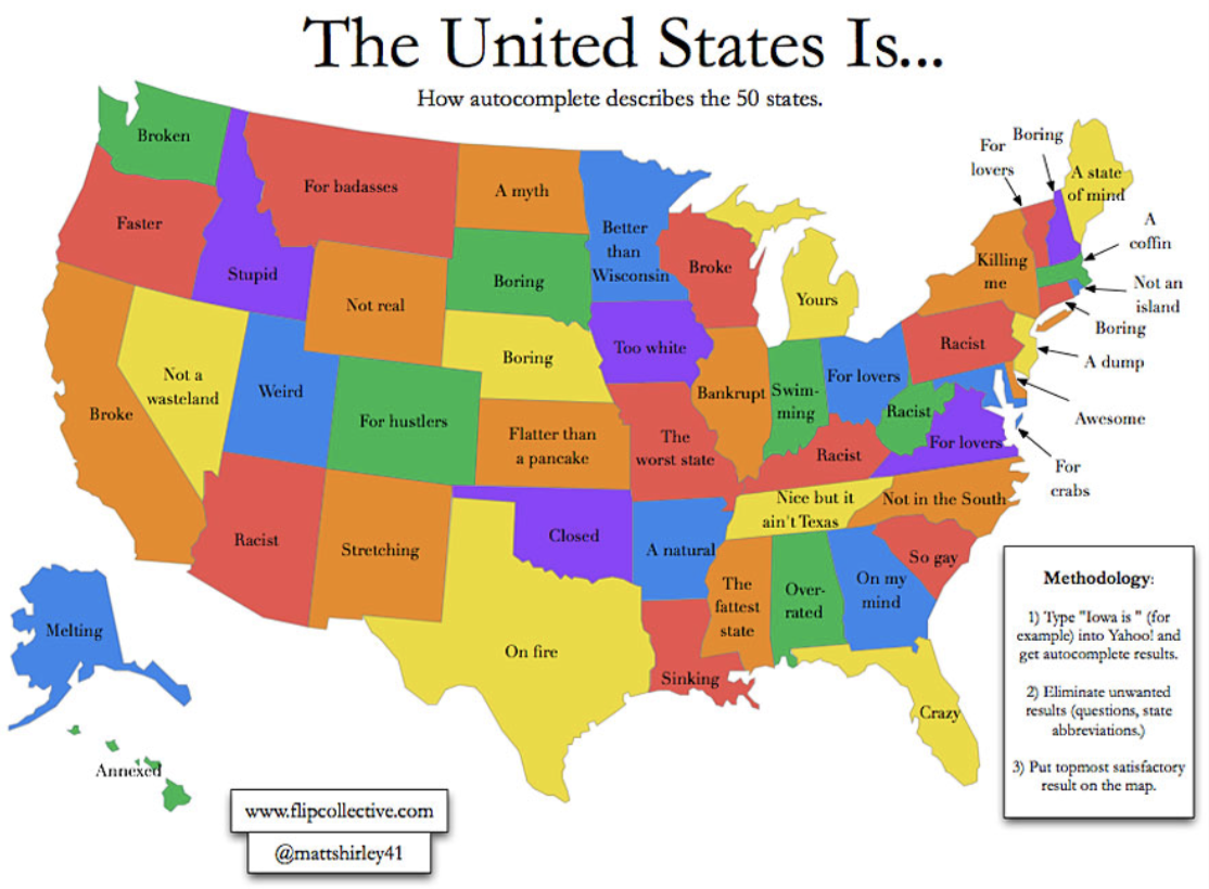 The BFD | How Autocomplete Describes the 50 States of America